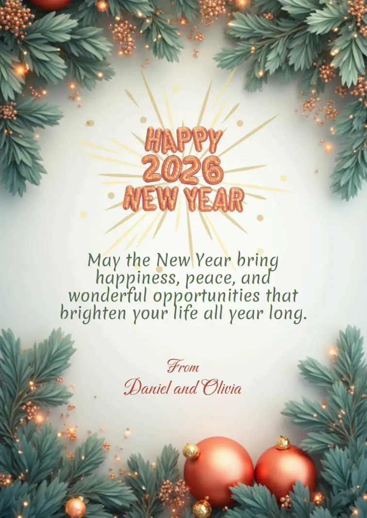 Happy New Year 2026 Personalized Greeting cards and Wishes - Eternal ...