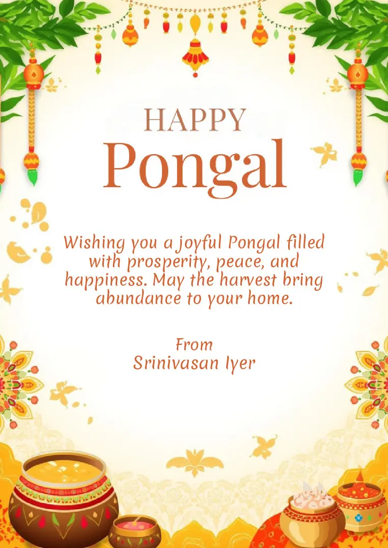Happy Pongal Wishes and Greeting Card - Eternal Templates